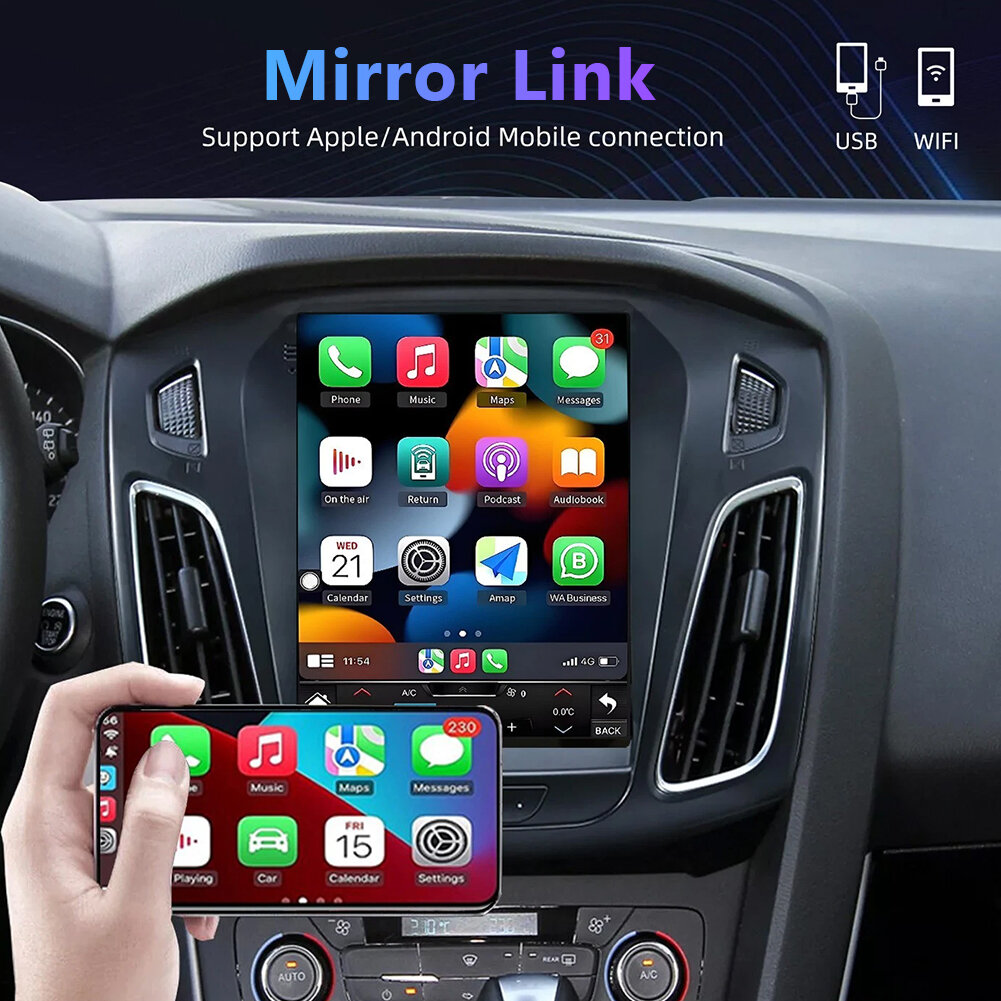 9,7-дюймовый автоматический GPS-навигатор Android 13 WiFi автомобильное стерео радио для Ford Focus 2012-2018