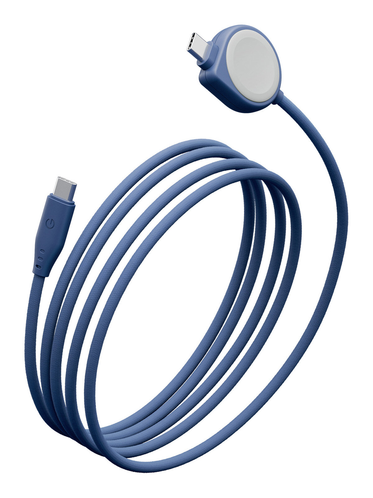 Кабель Energea FLOW Duo, USB-C - Power Delivery 60W, с зарядкой для Apple Watch, передача данных 480Mbps, 1,5м, синий