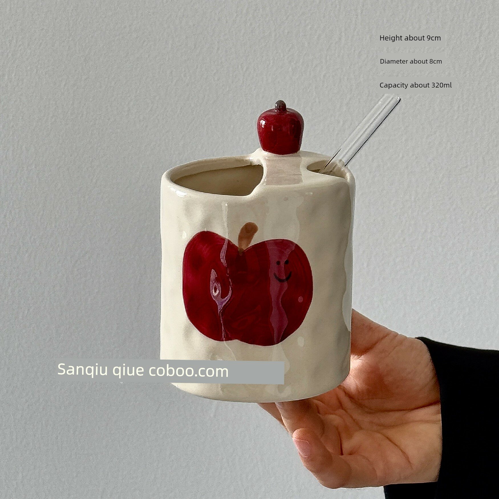 Керамическая кружка Sanq в ретро-стиле, объемная, красная, в форме яблока, для кофе, воды, подарок для ценителей