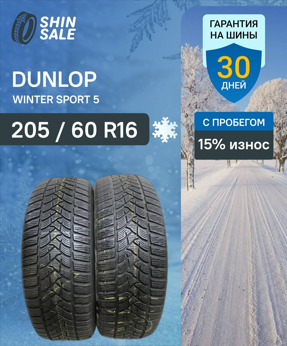 Зимние шины нешипованные Dunlop Winter Sport 5 205/60 R16 15.0% износ T0093374