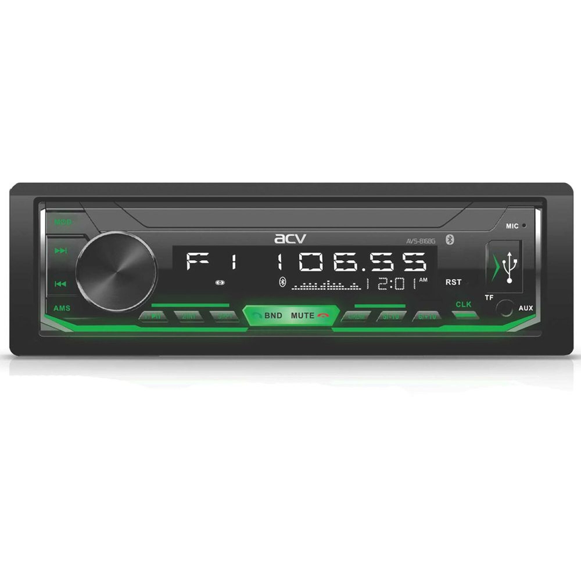 Автомагнитола ACV AVS-816BG, 1DIN, монохромный дисплей, USB-порт, 4x50Вт