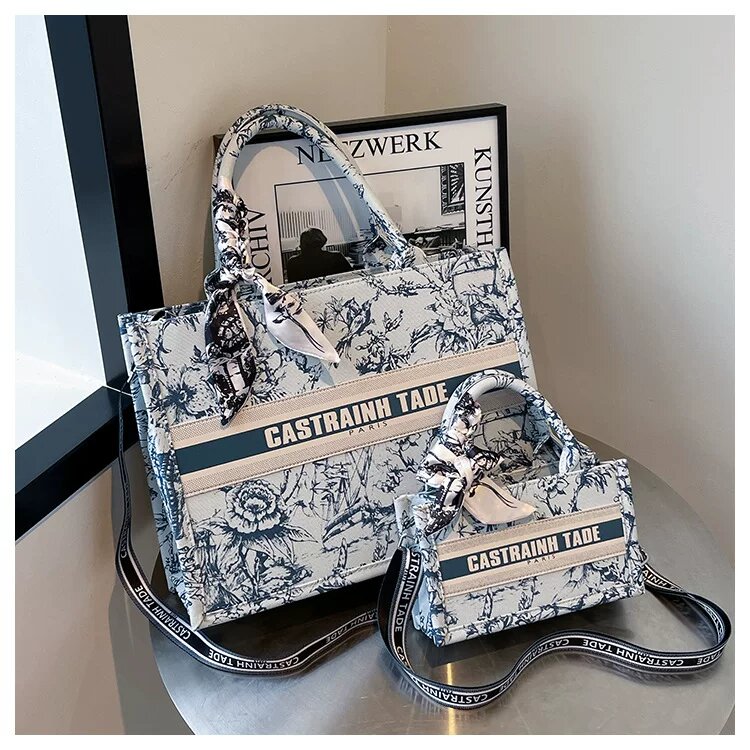 2025 Новая большая сумка для женщин, модная жаккардовая вышивка, высококачественная индивидуальная сумка через плечо для повседневного использования