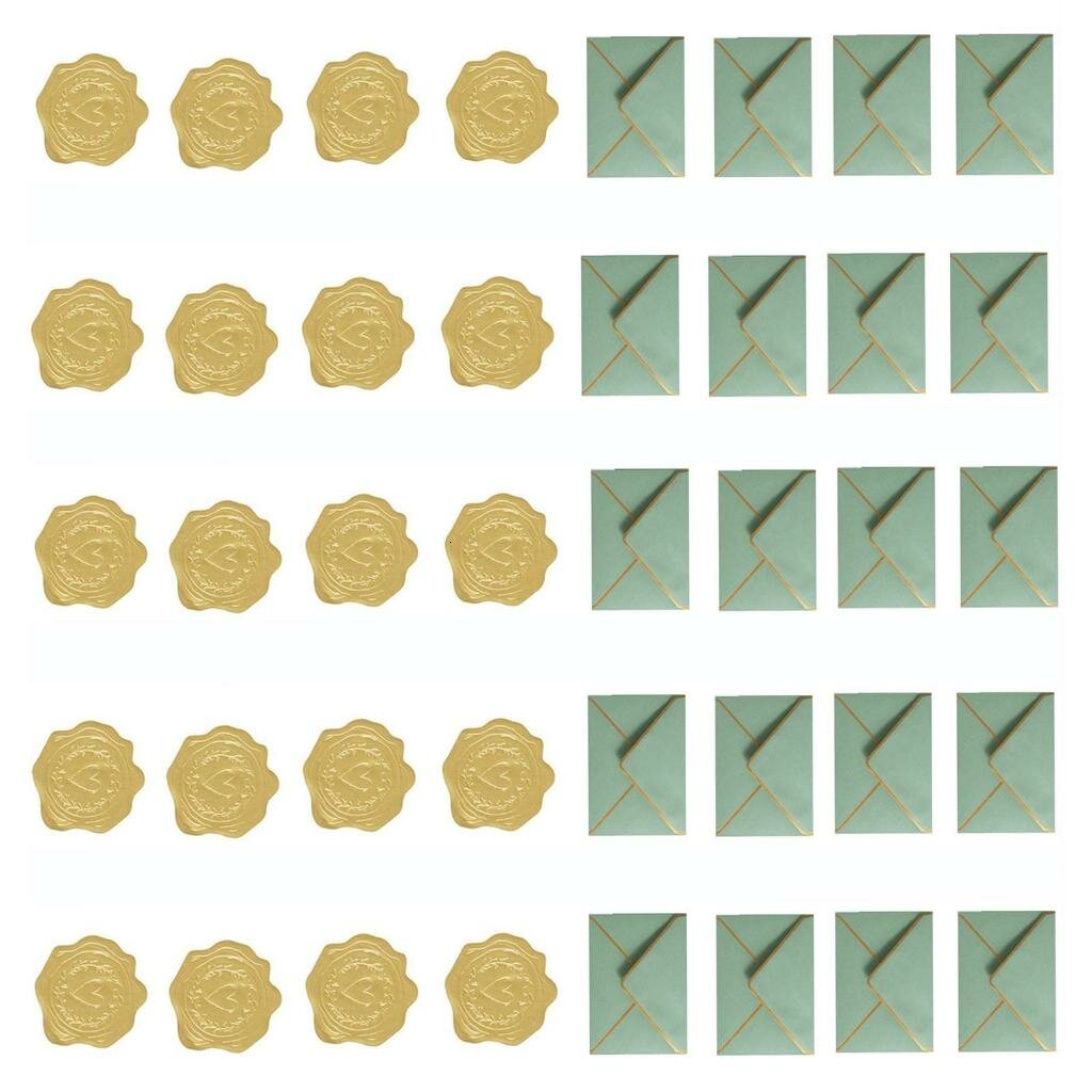 Окно конверты Экологичные Зеленое золото 20 шт, 20 комплектов