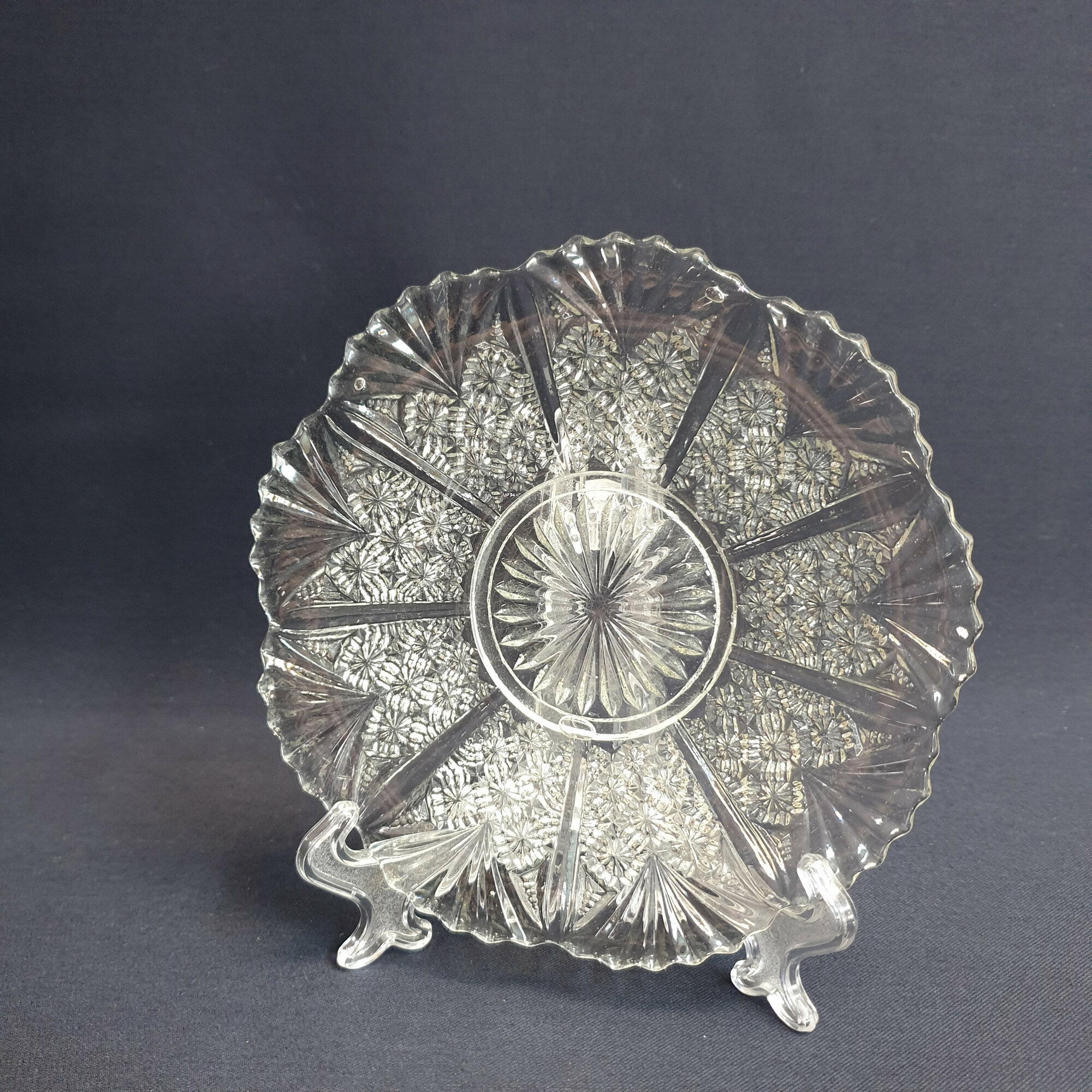 Блюдце Братья Курженковы, хрусталь до 1917 г. Антиквариат Царская Россия.