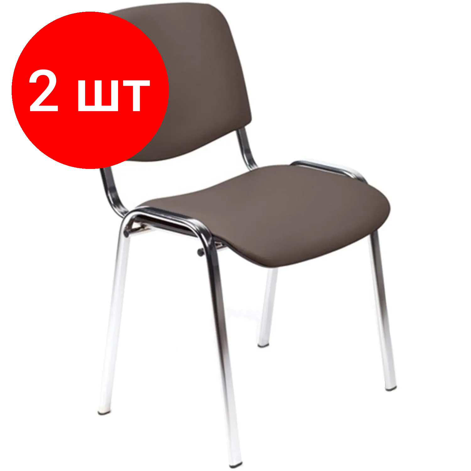 Комплект 2 штук, Стул UP_EChair Rio(изо) хром, к/з коричневый Z10
