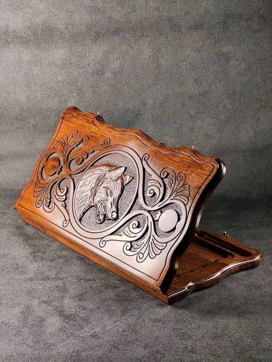 Нарды Деревянные Резные "Волк", большие 60 см