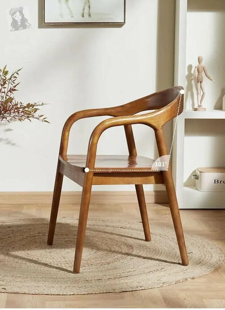 Стул деревянный 61х76 см, нагрузка 180 кг, винтажный дизайн, коричневый глянцевый