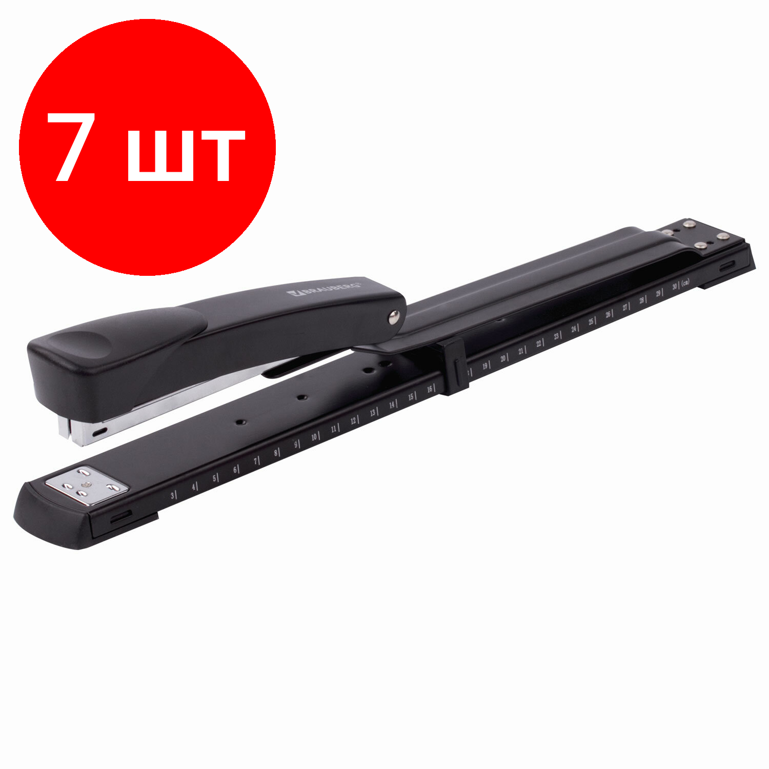 Комплект 7 шт, Степлер №24/6, 26/6 BRAUBERG "Universal", до 25 листов, С функцией брошюрования, черный, 220942