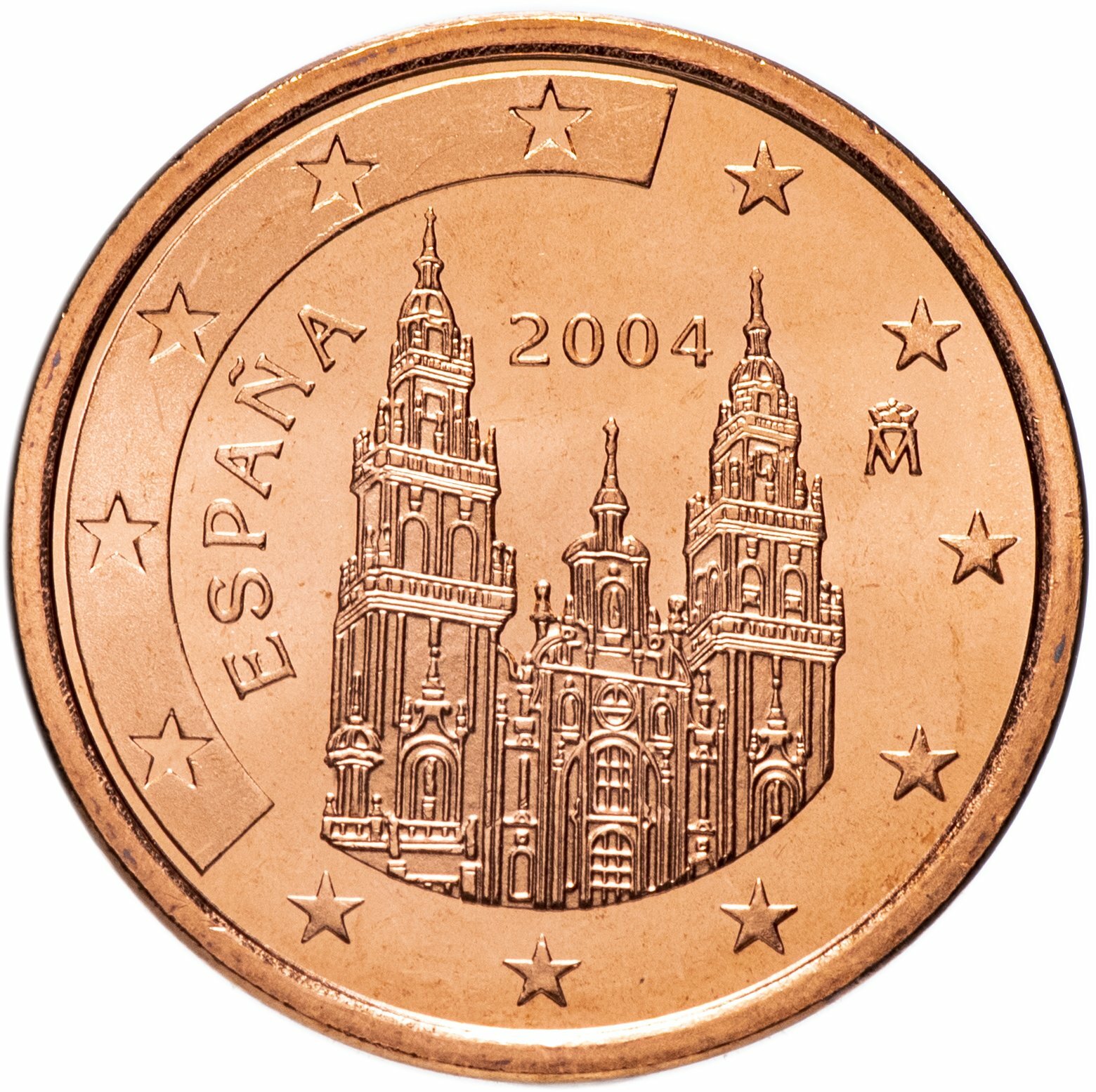 Испания 5 евроцентов cents 2004, Сталь, в сохранности UNC