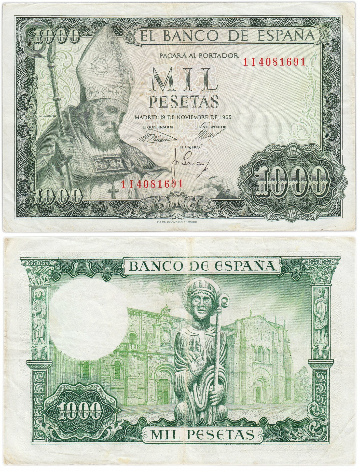 Испания 1000 песет 1965 год