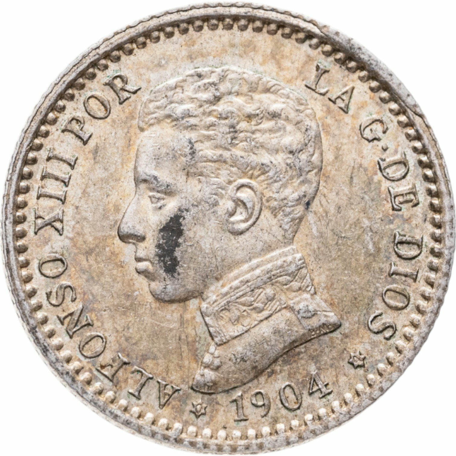Испания 50 сентимо centimos 1904, Серебро 835, в сохранности AU-UNC