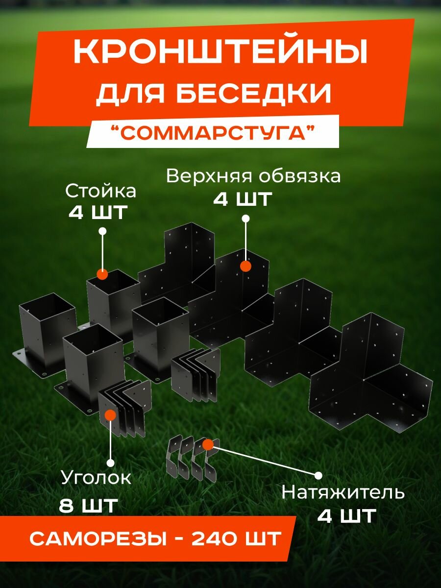 Комплект кронштейнов для беседок и пергол "Соммарстуга", чёрные