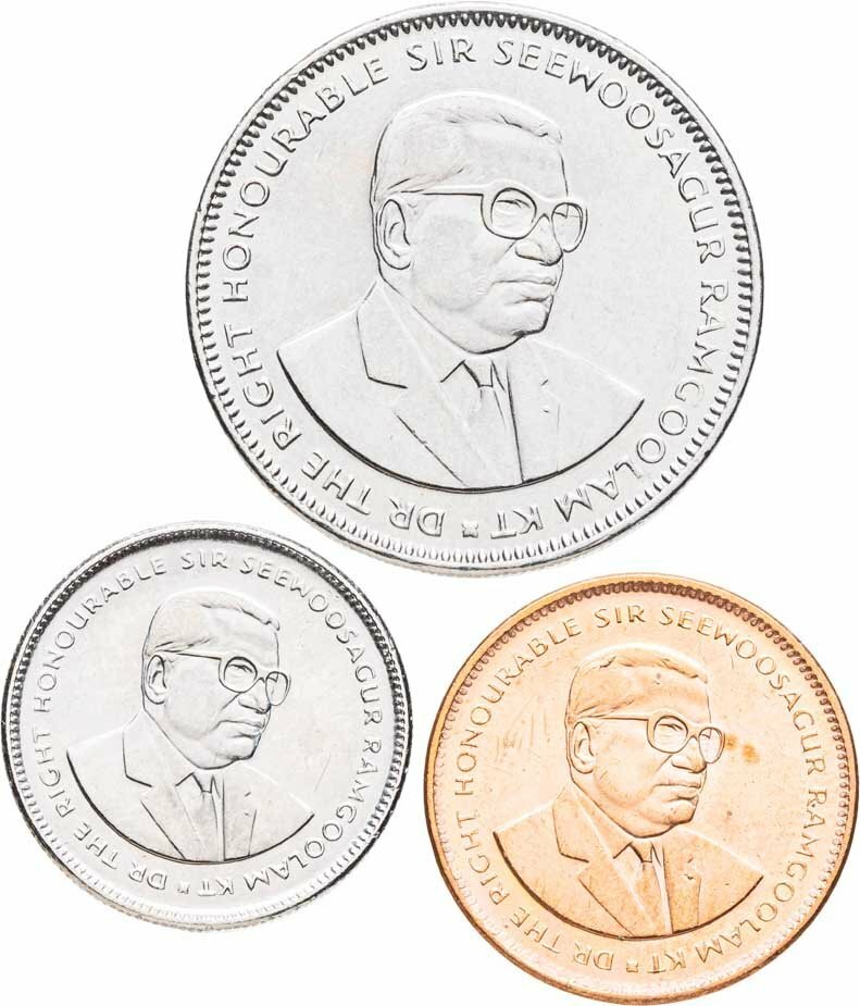 Маврикий набор из 3 монет 5, 20 центов, 1 рупия 2012, Различные сплавы, в сохранности UNC