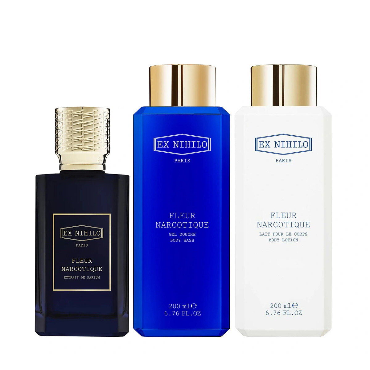 Набор Ex Nihilo Fleur Narcotique Extrait De Parfum 100 мл+гель для душа 200 мл+лосьон для тела 200 мл / Флёр Наркотик