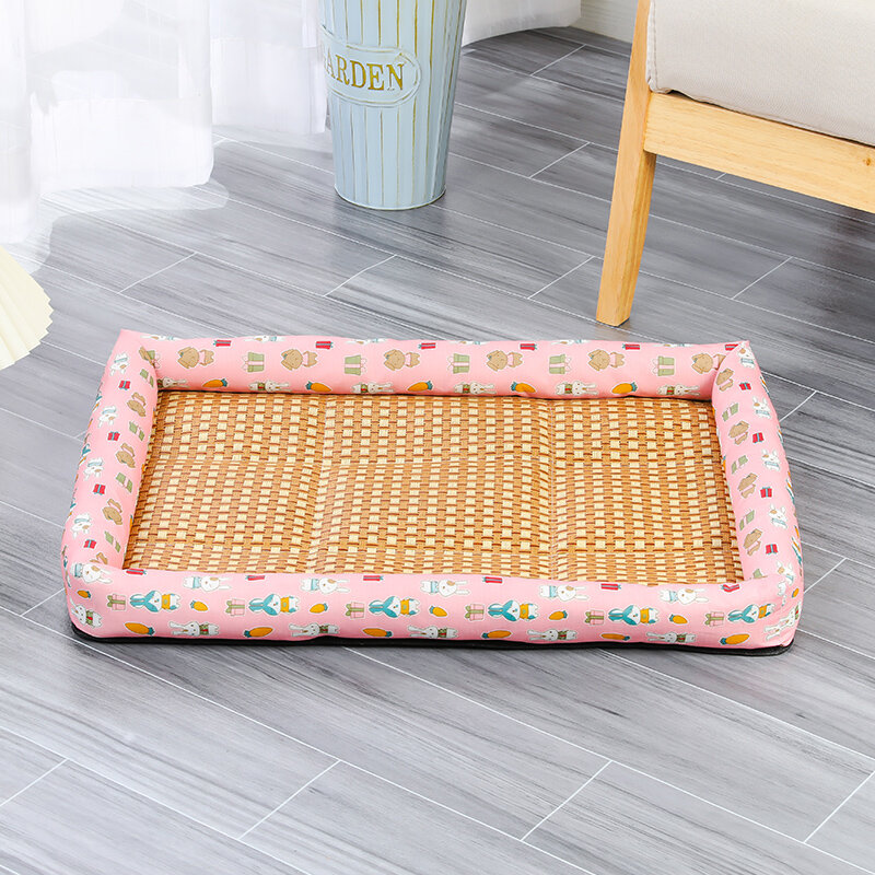 Коврик из оxford ткани с рисунком кролика розового цвета, размер 60x45 см, подходит для маленьких животных до 20 кг