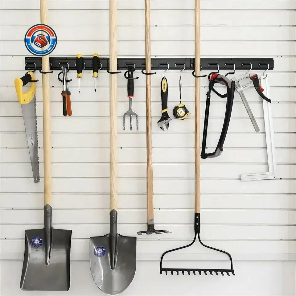 Настенный регулируемый органайзер для гаражных инструментов, крючки для хранения лопат, грабель, садового инвентаря в гараже, сарае, подвале
