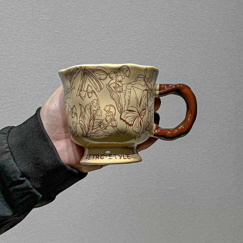 Кружка в китайском стиле, антикварная кружка, классическая керамическая чашка, парная чашка для воды, высококачественная кофейная чашка, изысканный сувенир для женщин