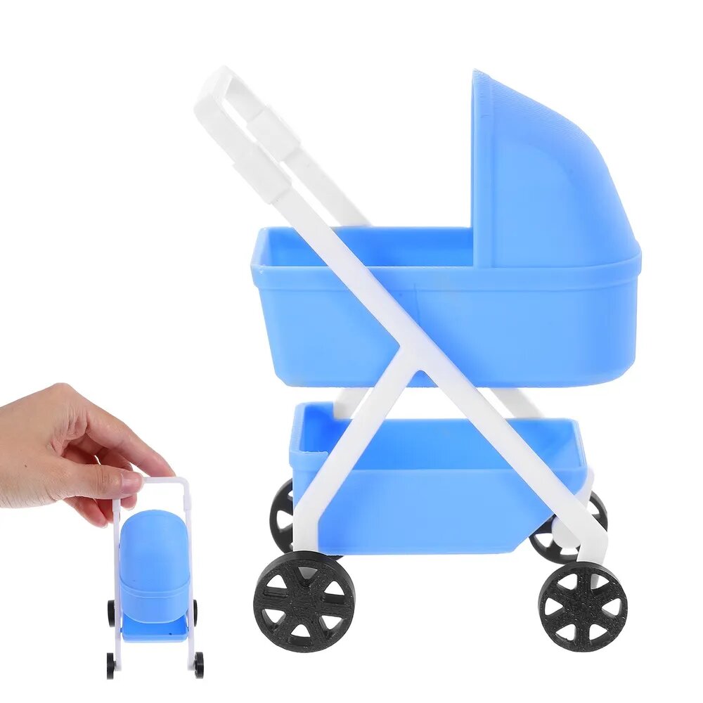 Реалистичная 1:12 кукольная коляска: Высокоточная имитация миниатюрной игрушечной коляски - Сборка не требуется - Для украшения кукольного домика, ролевых игр для детей