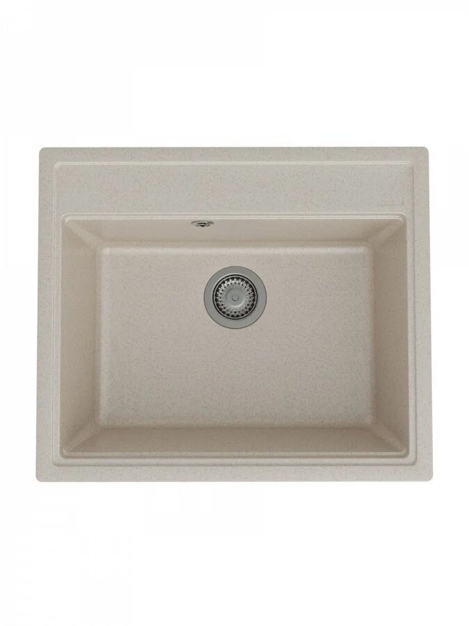 Мойка кухонная Teymi Lori Maxi кварцевая, 60x51, прямоугольная, мойка для кухни, бежевая, матовая