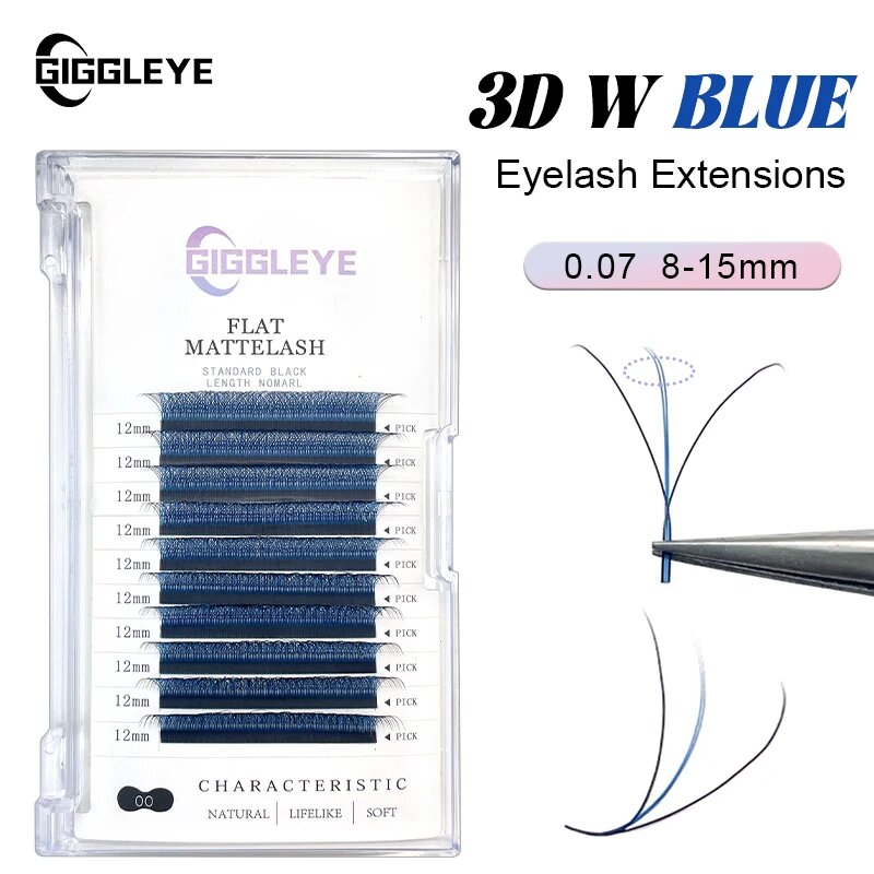 Giggleye ресницы накладные 3D синие, изгиб D, 13mm