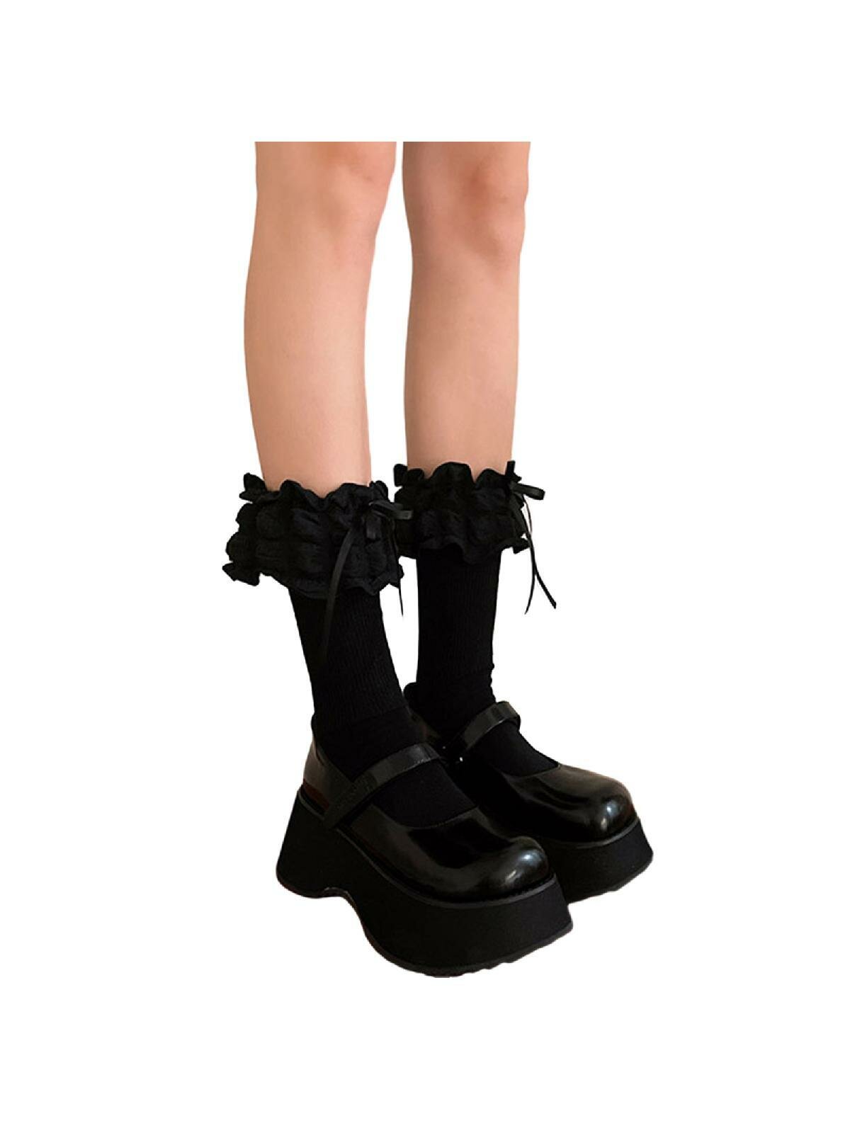 Принцесса детские носки с кружевами и бантом, Черный