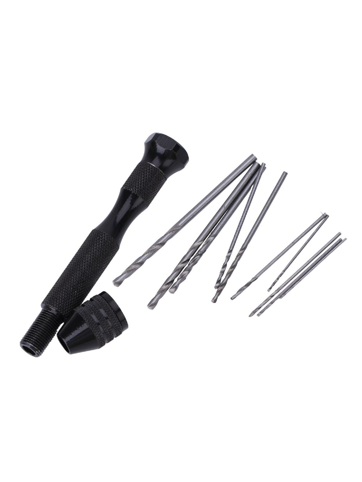 Черная мини-ручная спиральная дрель + 10 сверл