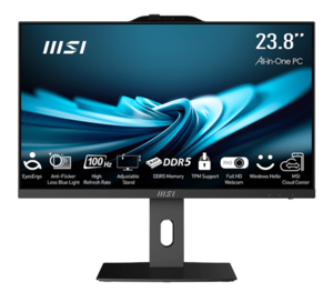 Моноблок MSI Моноблок MSI Pro AP242P 14M AiO 23,8" FHD(1920x1080)IPS AG Non-touch, Core i5-14400 (2.5GHz), 16Gb DDR5 (2x8Gb), 256GB SSD, 2TB HDD, Intel UHD, WiFi, BT, camera, WirelessKB&mouse Eng/Rus, noOS,1y w-ty, Black