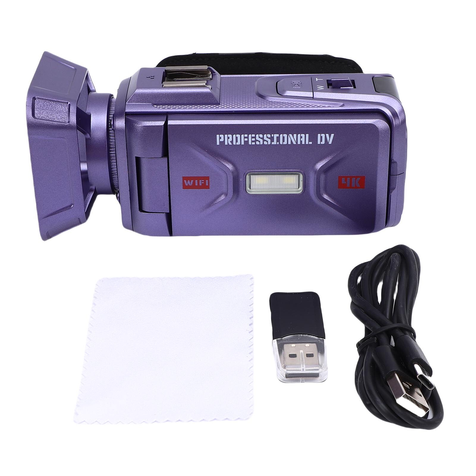 Видеокамера 4K Camcorder WiFi 64MP с Цифровым 18-Кратным Зумом 3,0-Дюймовый Вращающийся Экран для Путешествий Фиолетовый