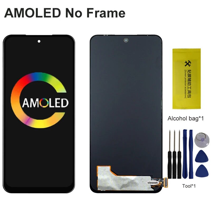 Super AMOLED для Xiaomi Redmi Note 12 4G ЖК-дисплей с цифровым преобразователем сенсорного экрана и рамкой для Redmi Note 12 4G 23021RAAEG 23021RAA2Y AMOLED No Frame