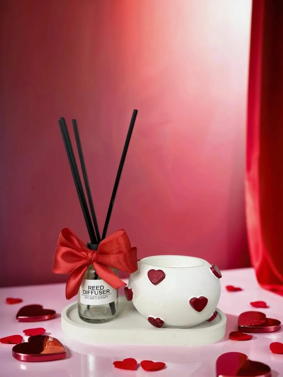 Декоративный набор из гипса свеча подарок на 14 февраля