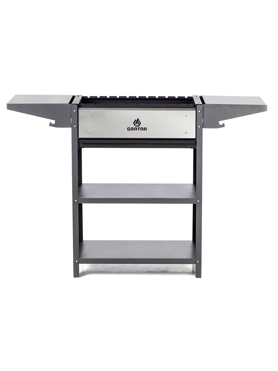 Мангал 1332х394х919 мм, 2 мм, гриль, складные полки, решетка, Gratar, Family Optima