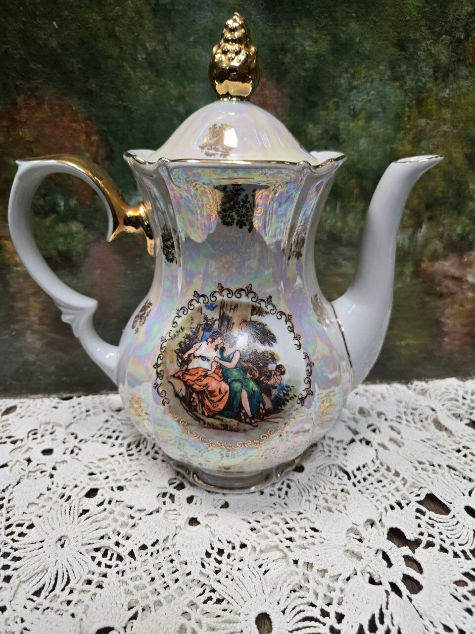 Чайник заварочный / Кофейник Мадонна винтажный, фарфор, золочение, ГДР