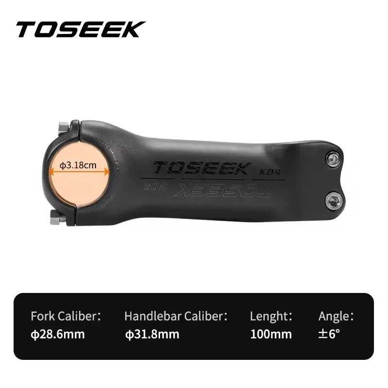 TOSEEK K04 Черный матовый карбоновый вынос руля для велосипеда 31.8 мм 6 Degrees 100mm