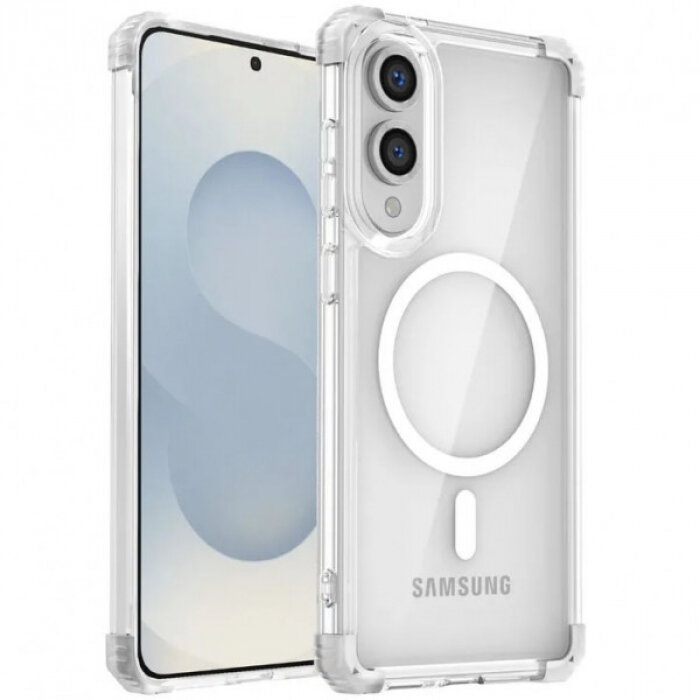 Nature Magnetic Прозрачный противоударный чехол с поддержкой MagSafe для Samsung Galaxy S25 Edge