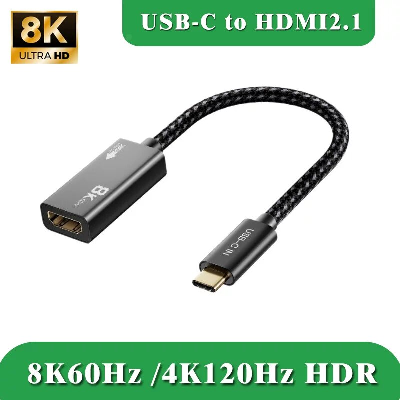 Конвертер Thunderbolt Type-C в HDMI2.1, док-станция расширения USB-C, DP в HDMI 8K60Hz/4K120Hz ②Type-C к