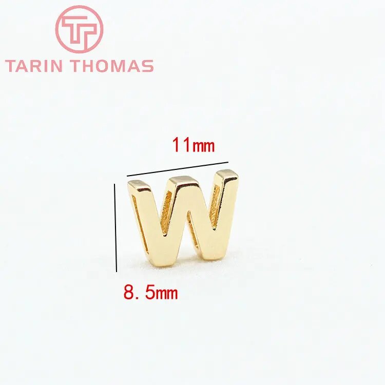 Буква W TARIN THOMAS, 11x8.5 мм, 24K золотой цвет, 7230-W