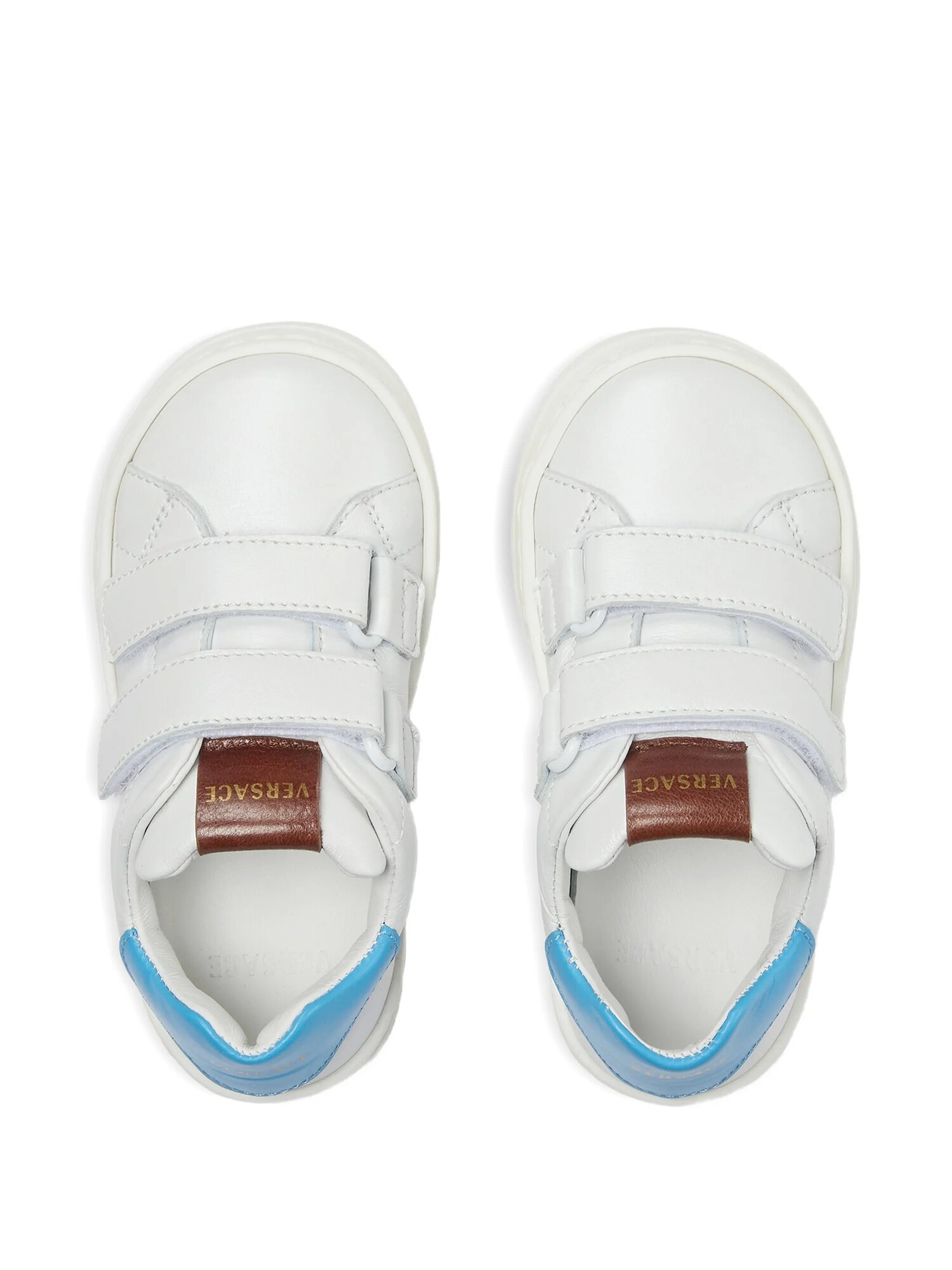 Кроссовки Versace Leather sneakers, размер 24, бежевый/белый — фото 1