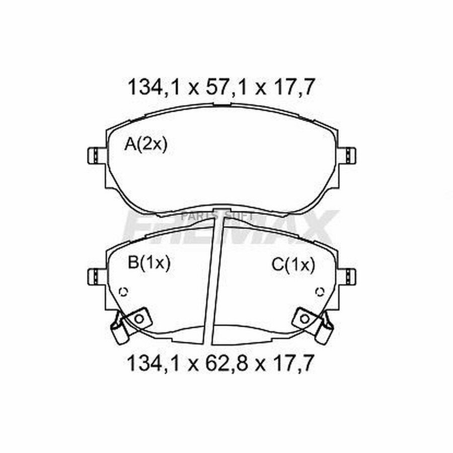 Колодки дисковые передние! с антискрип. пластинами\ Toyota Corolla/Auris 1.3-1.8/1.4D 12> от официального дистрибьютора, FREMAX, артикул FBP2512