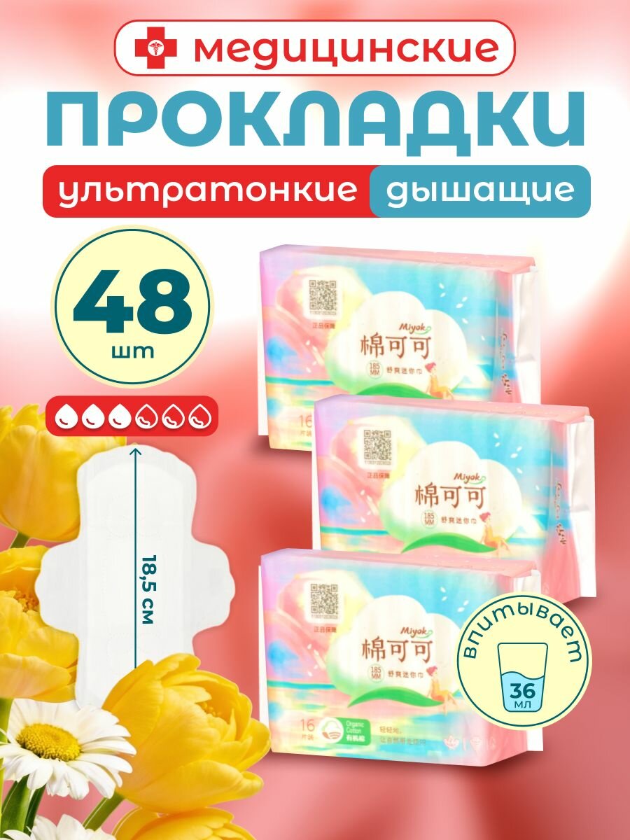 Miyoko/ Прокладки женские 18,5 см, 163 шт нормал ежедневные удлиненные с крылышками в индивидуальной упаковке хлопковые для девочек подростков ежедневные прокладки ночные прокладки хлопковые прокладки
