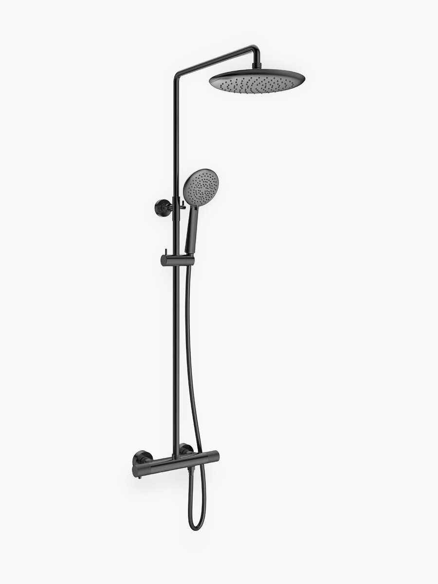 Душевая стойка Vincea Vincea Desire VSFS-1D0TGM термостатическая, вороненая сталь