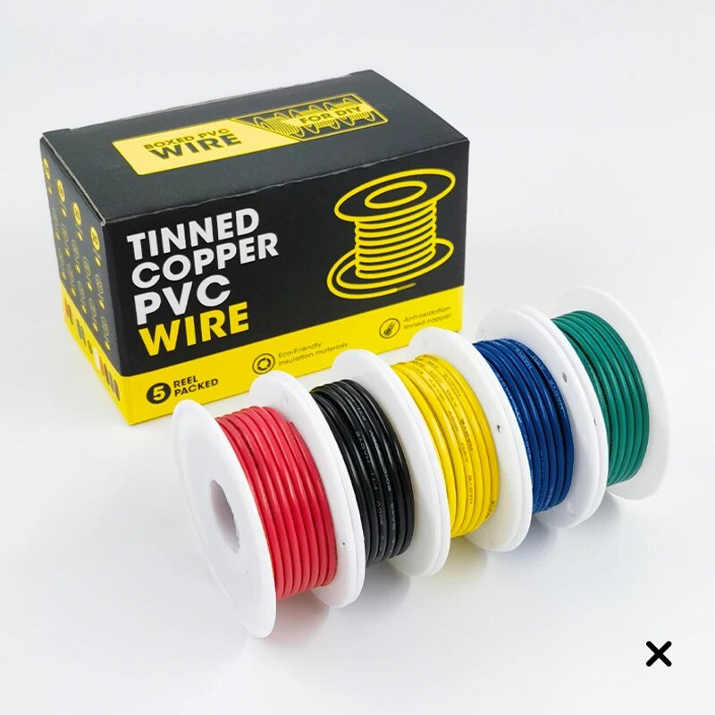 Beteno Провод из луженой меди 5 цветов 16/18/20/22/24 AWG 5-20 м 20AWG 5x10M, Белый, WHITE
