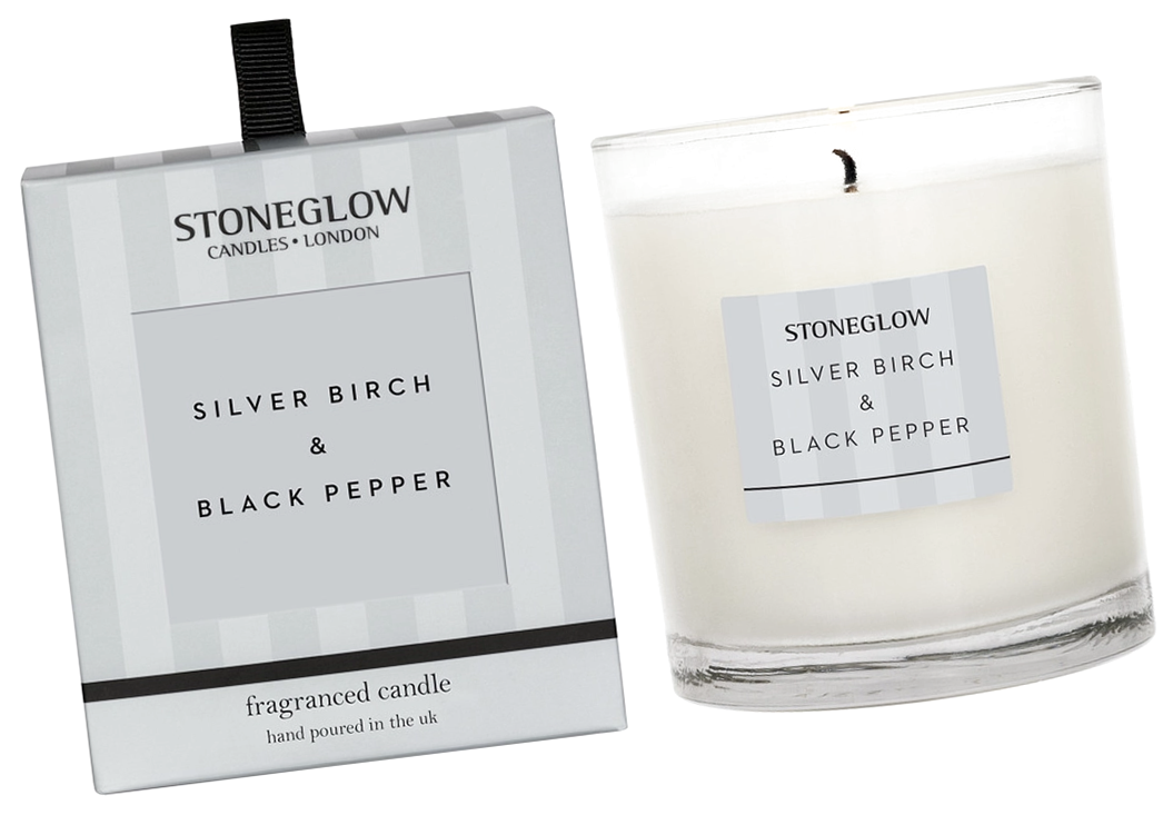 Stoneglow Silver Birch and Black Pepper свеча для дома 180 гр / Серебряная Береза