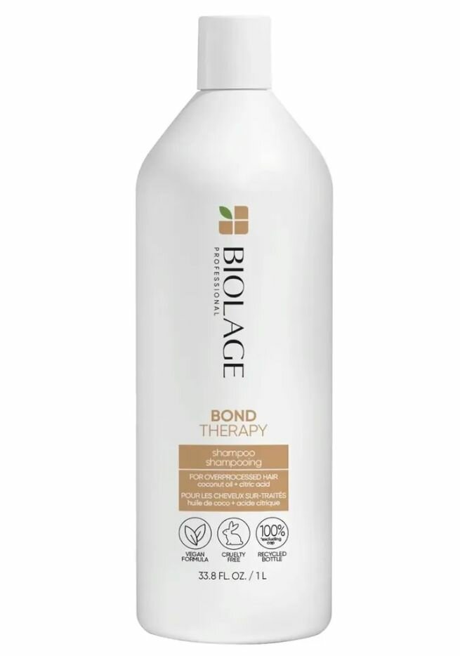 BIOLAGE Bond Therapy Шампунь для глубокого восстановления волос с лимонной кислотой и маслом кокоса, 1000 мл