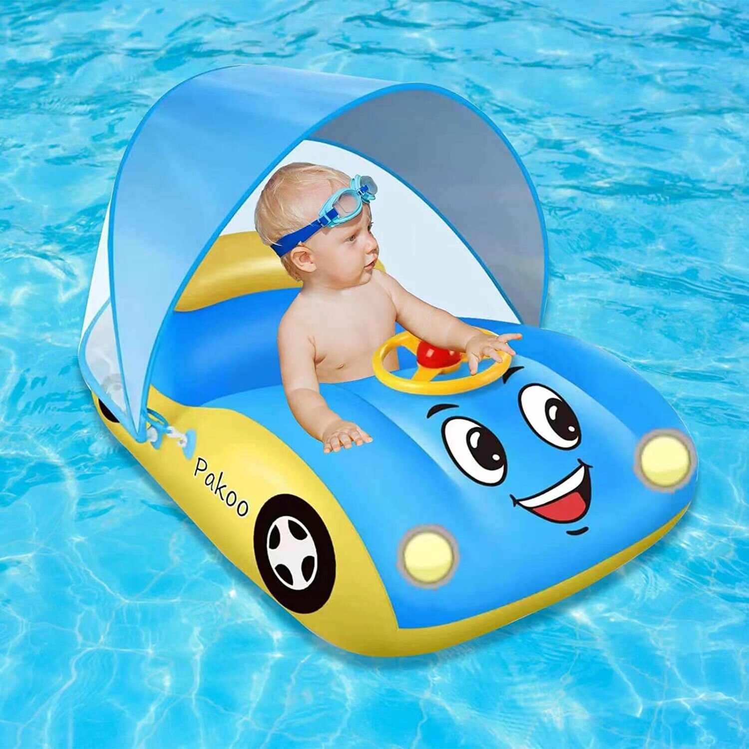 Надувное кольцо для плавания Amazon Summer, детское, с солнцезащитным тентом, 30x34x90x60 см