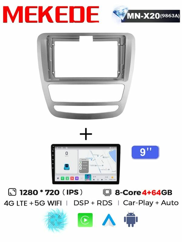 Магнитола 9" Mekede MN X20 Pro 4/64 Gb JAC T6 1 2015-2021 carplay