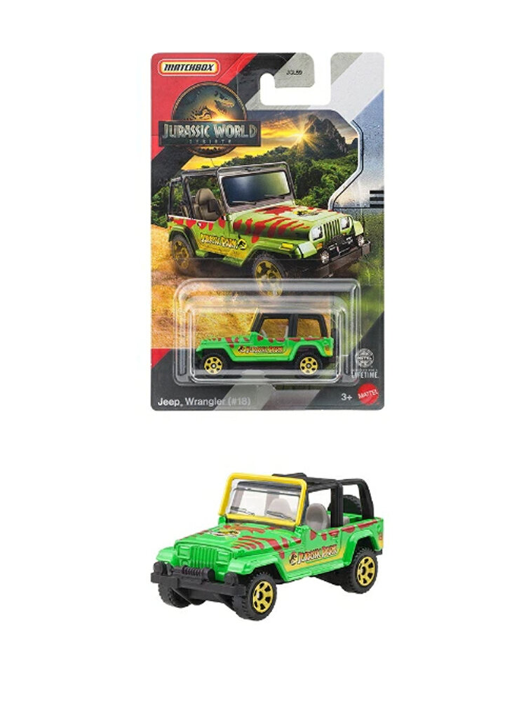 Машинка Matchbox Jurassic World 1/64 car model Jeep Wrangler #18