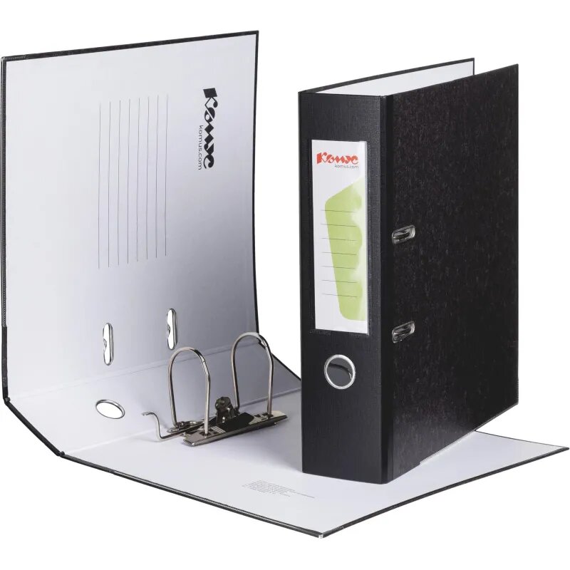 Папка-регистратор с арочн. мехКомус мрам, бум/бум 80мм, чер корш, карм. к, мет. уг 1017486