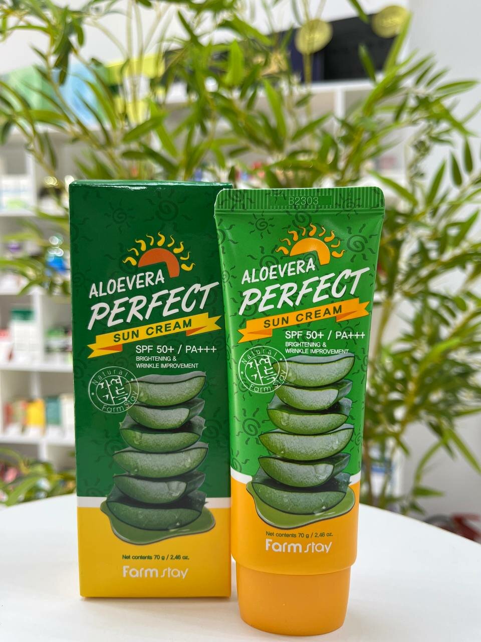 Солнцезащитный крем с алое FarmStay Aloevera Perfect Sun Cream SPF50+ PA+++, 70 мл