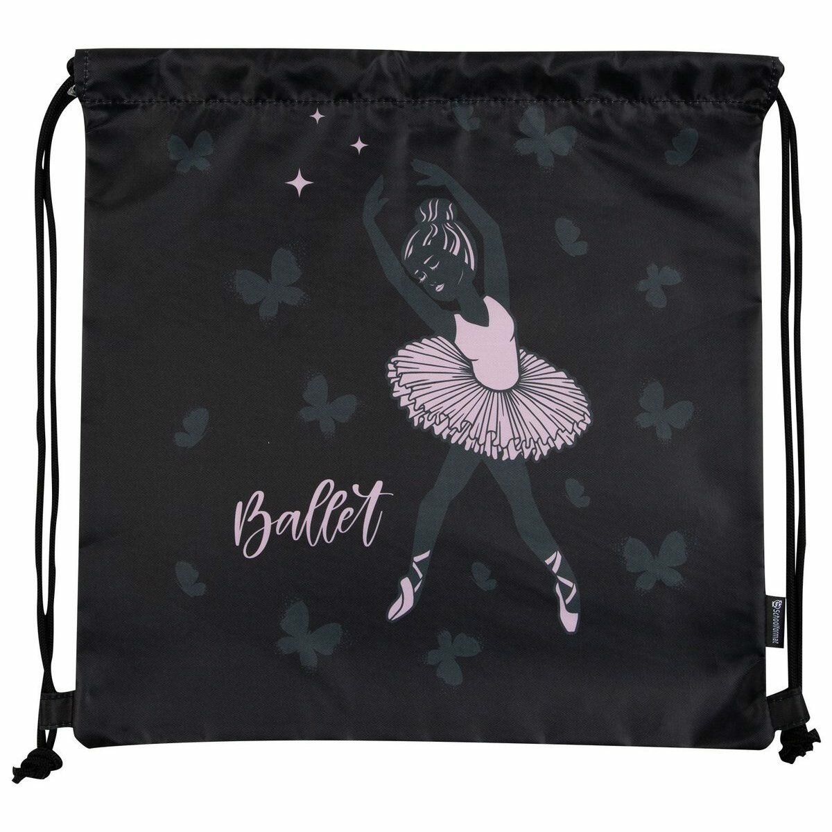 Мешок для обуви 1 отделение schoolформат Балерина 40x40см, Черный, универсальный (Мок-Б), 5шт.