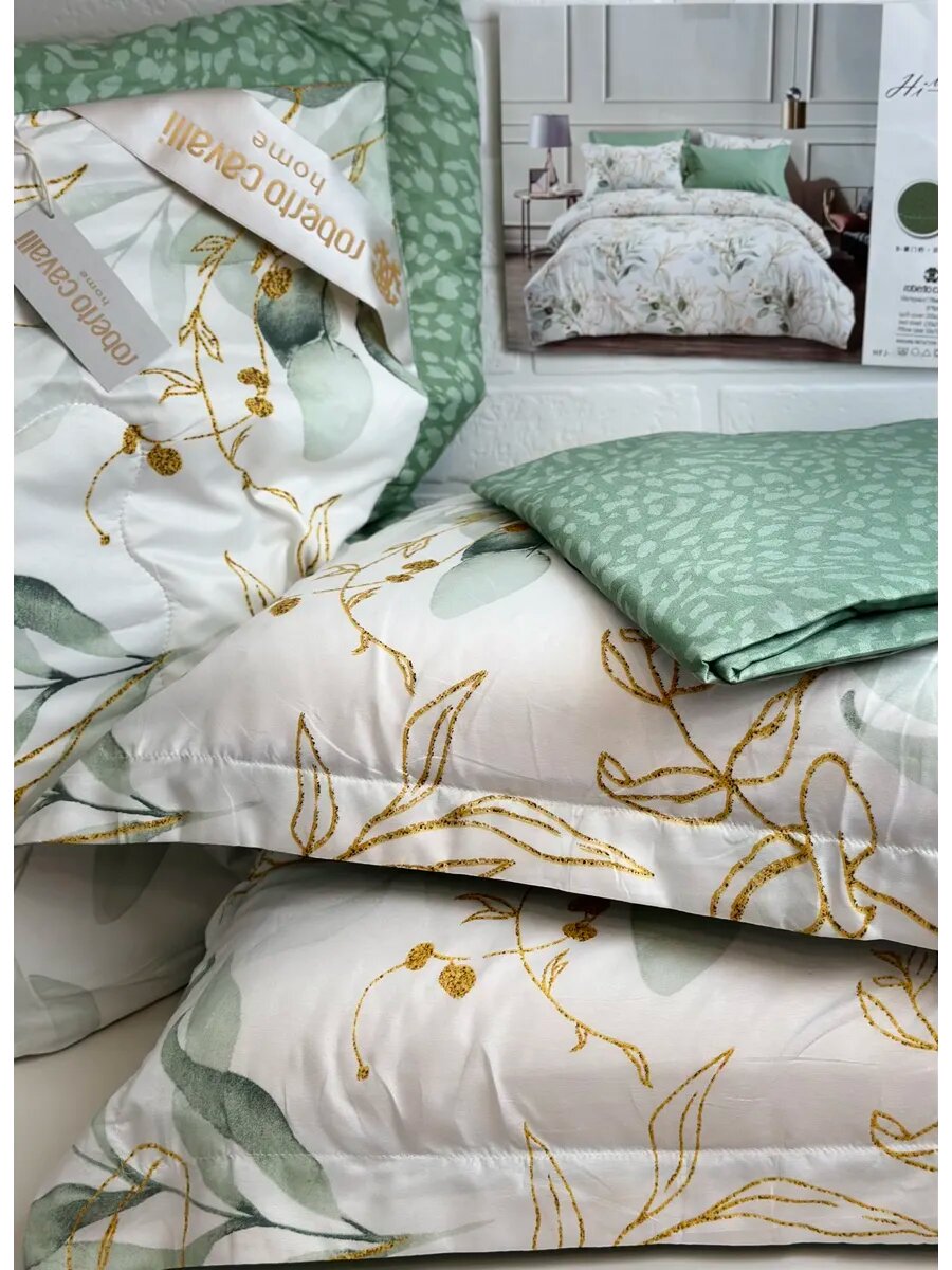 Постельное белье с готовым одеялом, евростандарт, хлопок/вискоза, всесезонное